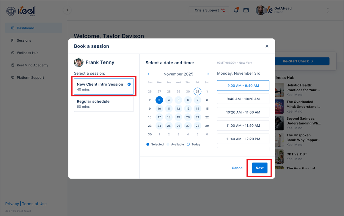 How to Book a Session with your Care Provider – Keel Mind